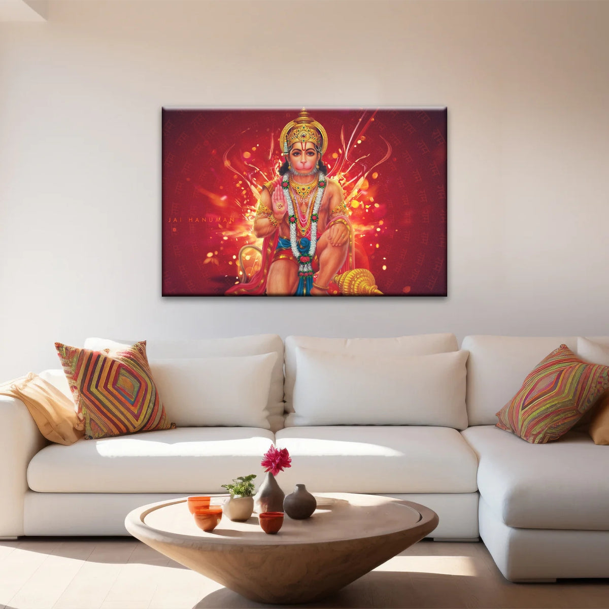 Sri Anjaneya - Hindu God Lord Hanuman Hinduism Canvas Painting – Split ...