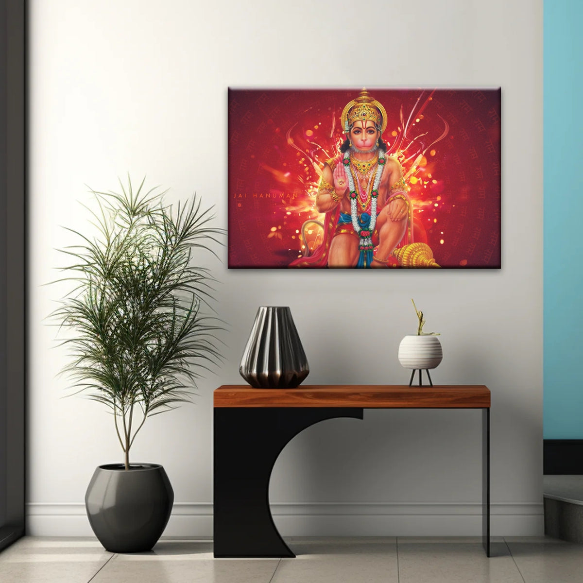 Sri Anjaneya - Hindu God Lord Hanuman Hinduism Canvas Painting – Split ...